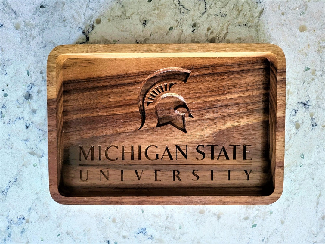 Michigan State University Engraved Walnut Wood Catch Tray, Valet - Keys ...