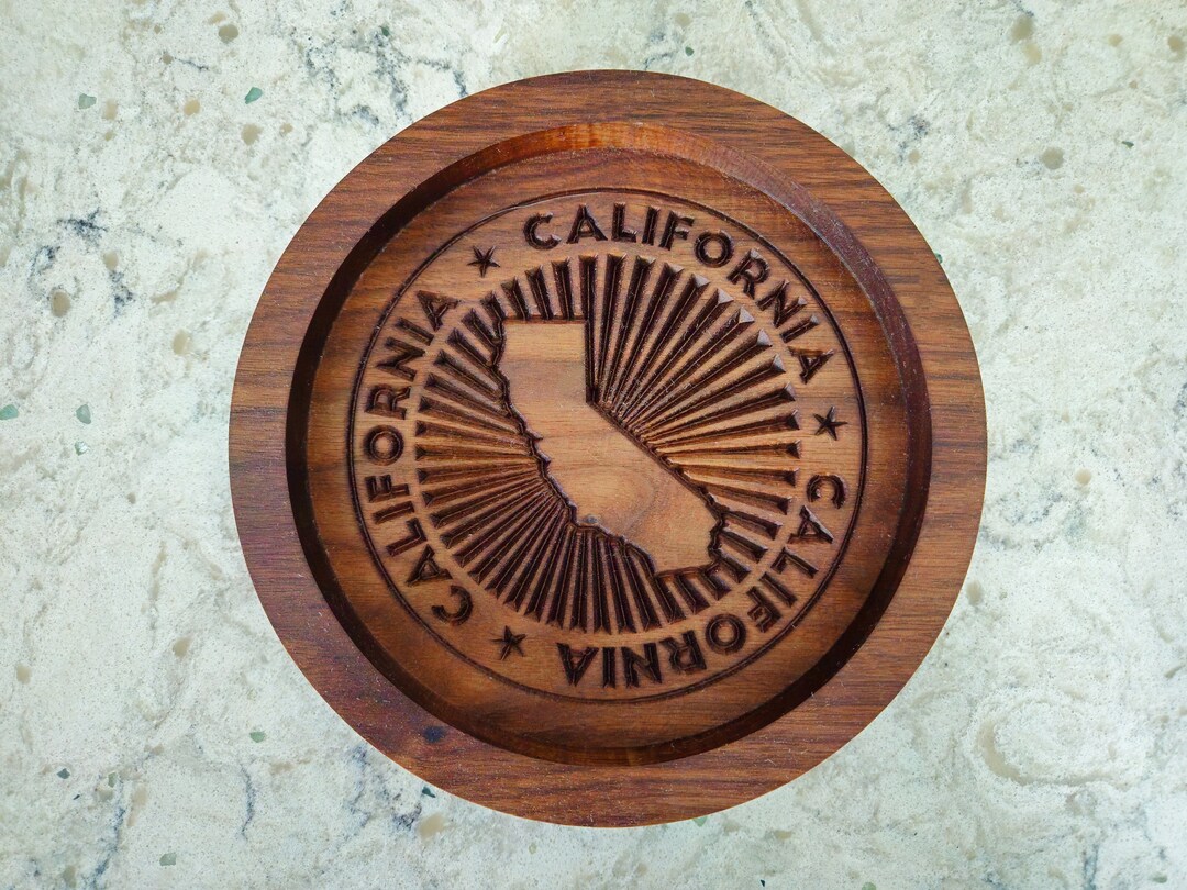 California Engraved Walnut Wood Catch Tray, Valet - Keys, Coins ...