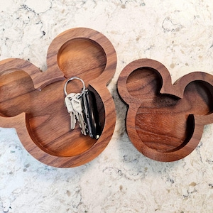 Mickey Ears Catch Tray, Walnut Wood Valet - Keys, Coins, Jewelry - Etsy