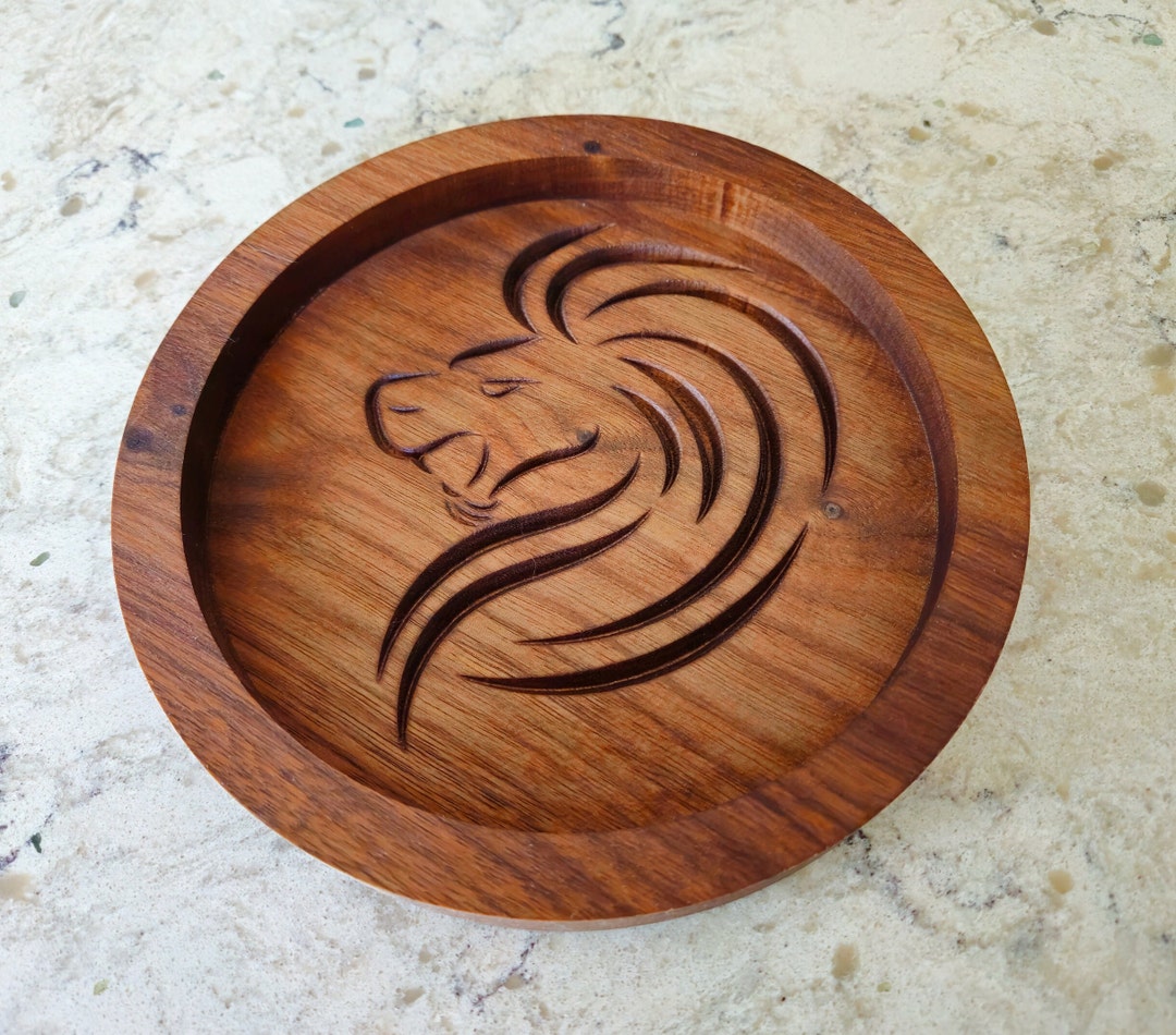 Leo Engraved Walnut Wood Catch Tray, Valet - Crystals, Keys, Coins ...