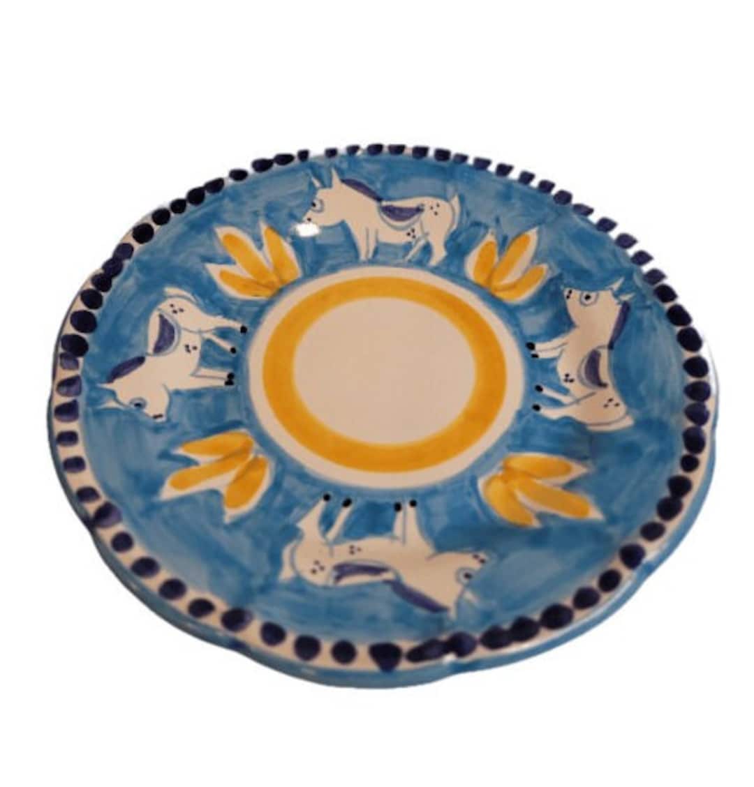 Vietri Ceramic Plates 10" - BLUE Horse/cavallo (new - Made in Italy ...