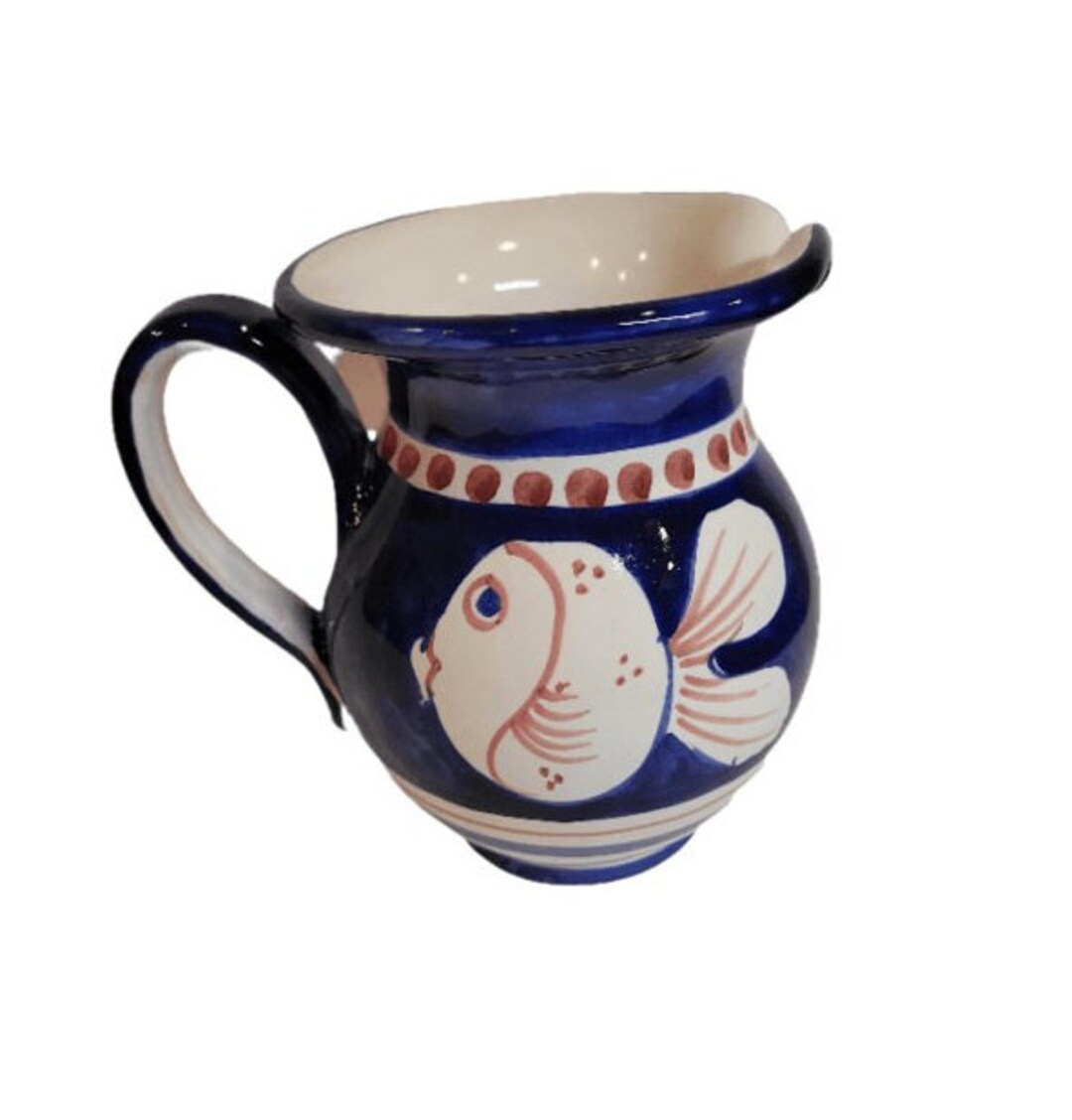 BLUE FISH Pitcher. Animaletti Collection. Hand Painted Vietri Ceramic ...