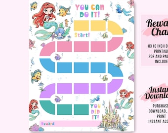 Printable Mermaid Reward Chart | Mermaid Behavior Chart | Daily Chore ...