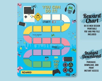 Printable Video Game Reward Chart Gamer Behavior Chart Kids Daily Chore ...
