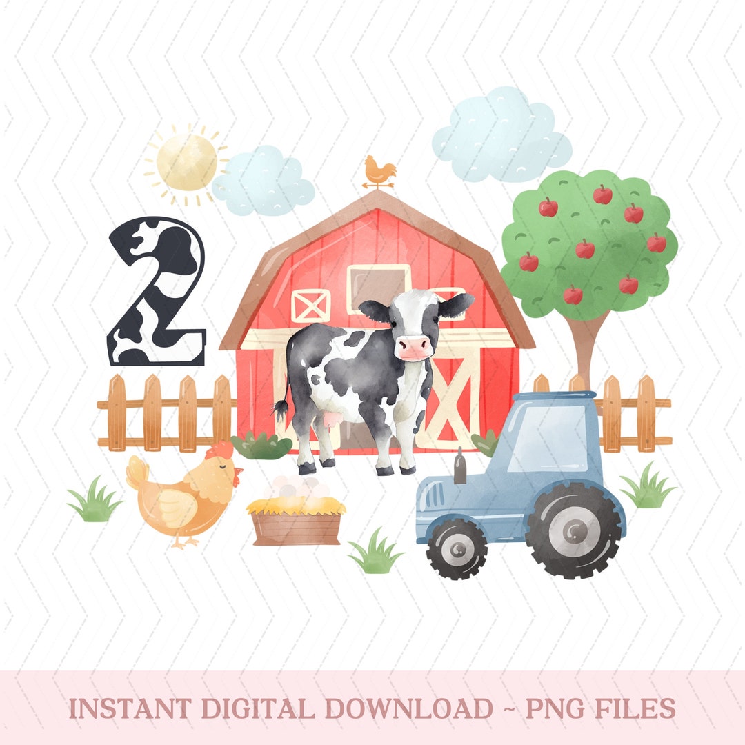 Farm 2nd Birthday Png, Barnyard Farm Second Birthday Png, Farm Png With ...