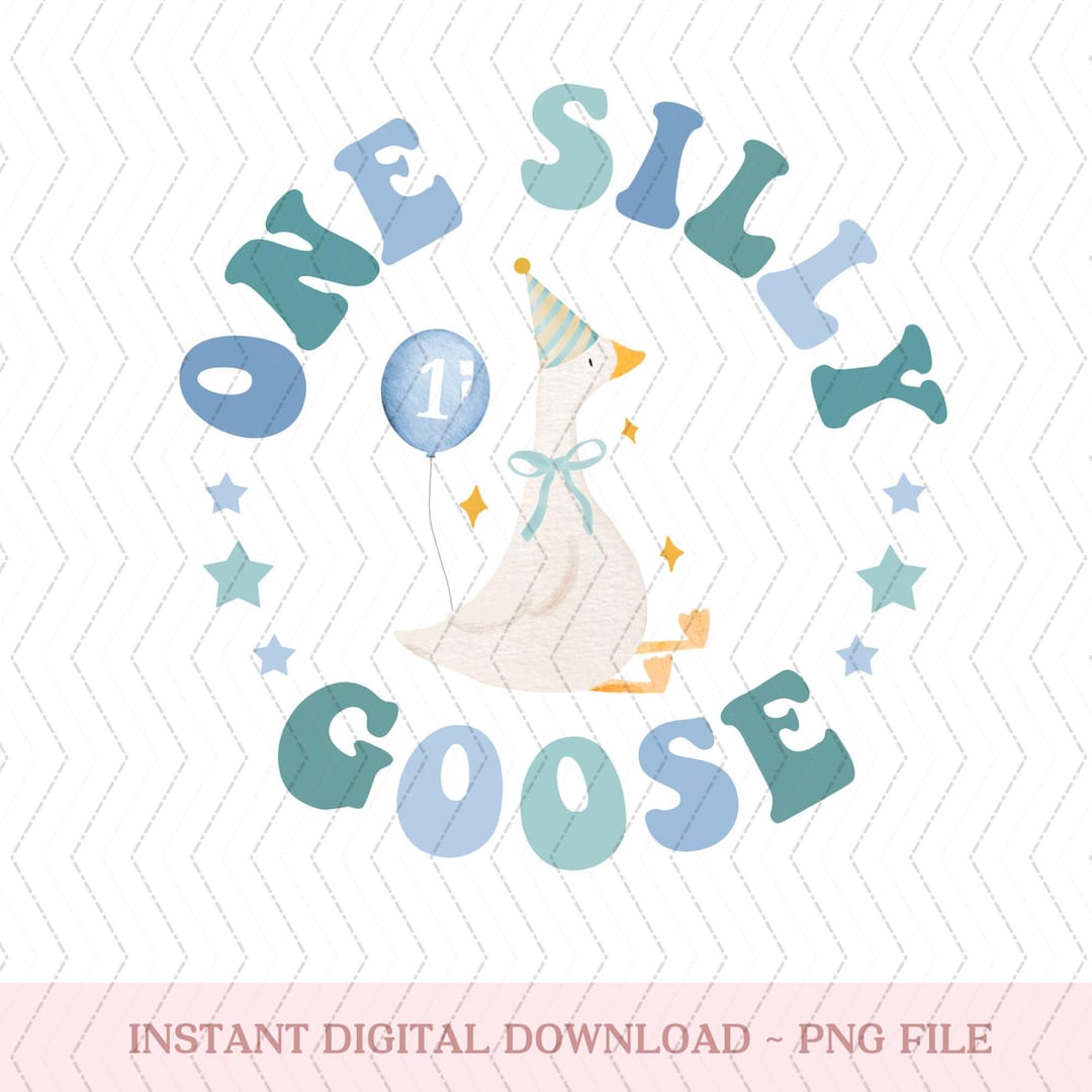 One Silly Goose Birthday PNG for Boy, Cute Silly Goose Clipart, Instant ...