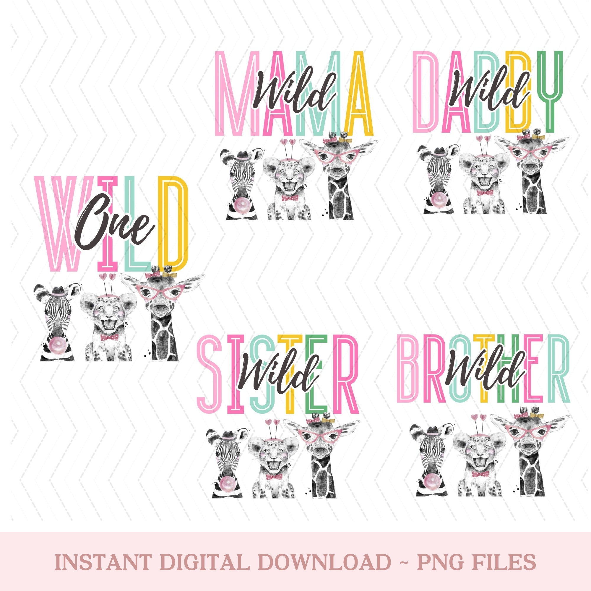 Wild One Bundle Family PNG Birthday Wild One PNG Zoo Animal - Etsy