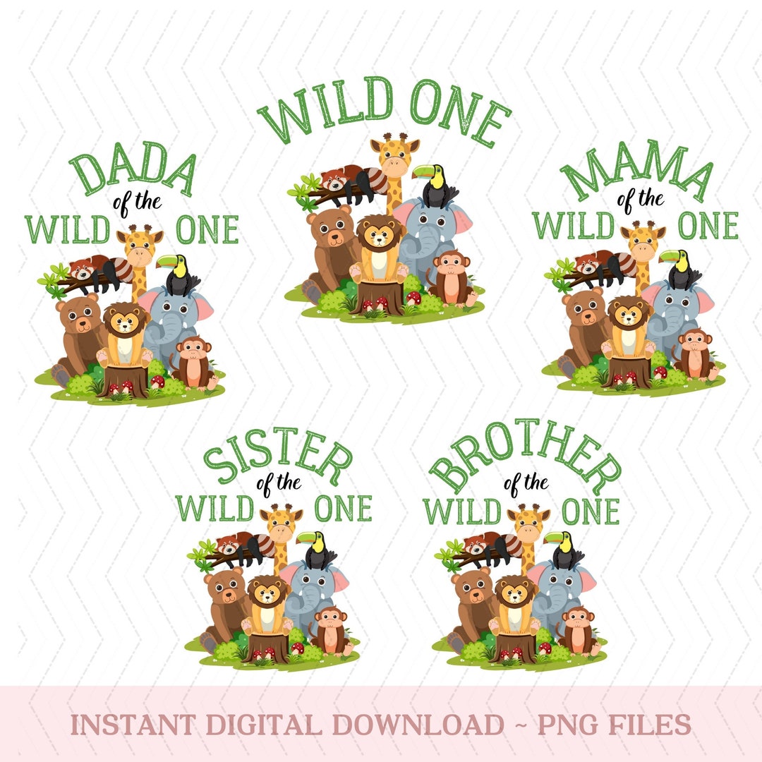 Wild One Birthday PNG, 1st Birthday Safari Png, Jungle Zoo Animal ...