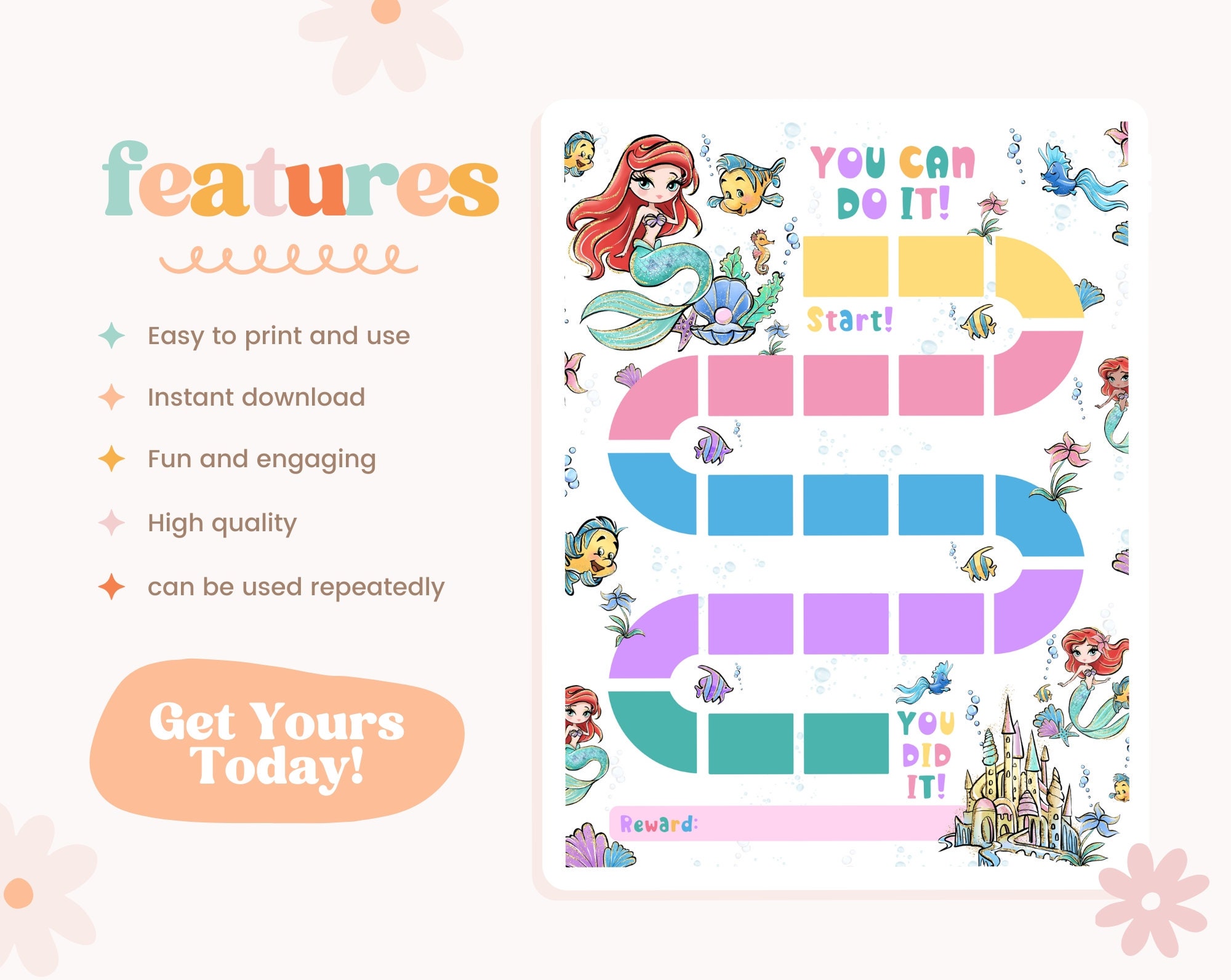 Printable Mermaid Reward Chart Mermaid Behavior Chart Daily - Etsy