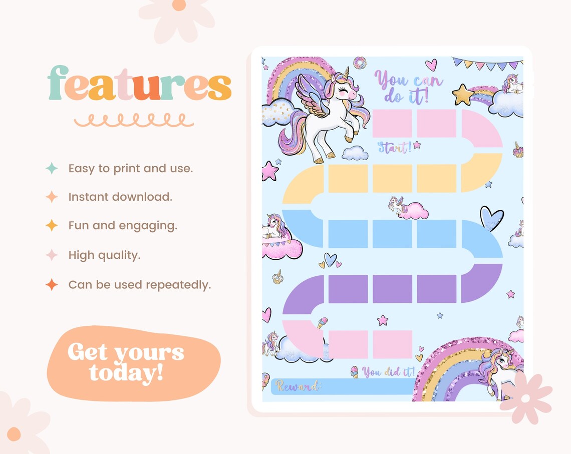 Unicorn Reward Chart Printable Unicorn Behavior Chart - Etsy UK