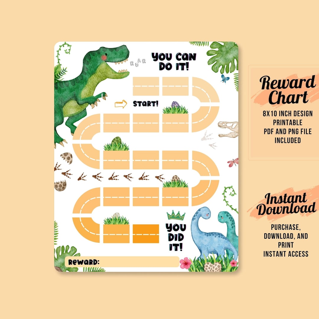 Printable Dinosaur Reward Chart Dinosaur Kids Behavior Chart Instant ...