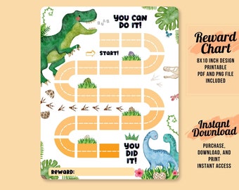 Printable Dinosaur Reward Chart | Dinosaur Kids Potty Training Chart ...