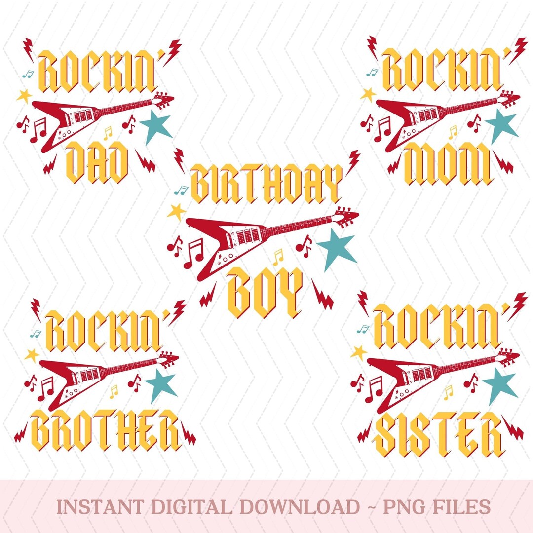 Rock and Roll Birthday Png, 1st Birthday Rockin' One Png, Rock N Roll ...