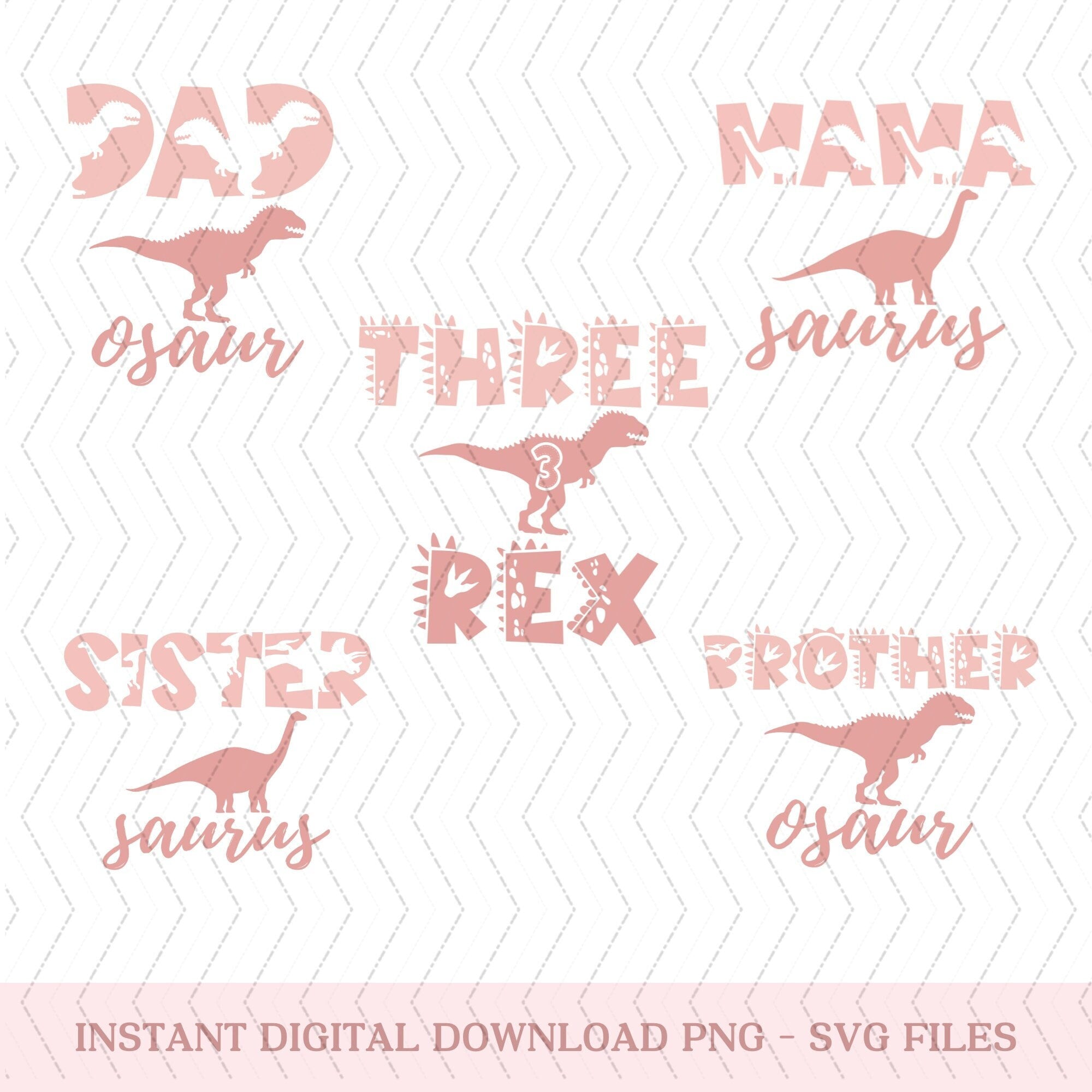 Girl Dinosaur PNG File Three Rex Girl Birthday Girl Three - Etsy