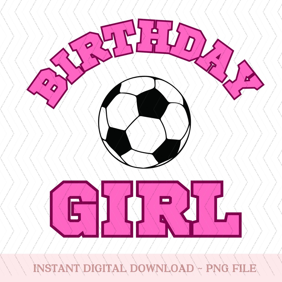 Soccer Birthday Party PNG for Girl, Cute Soccer Ball Clipart, Instant ...