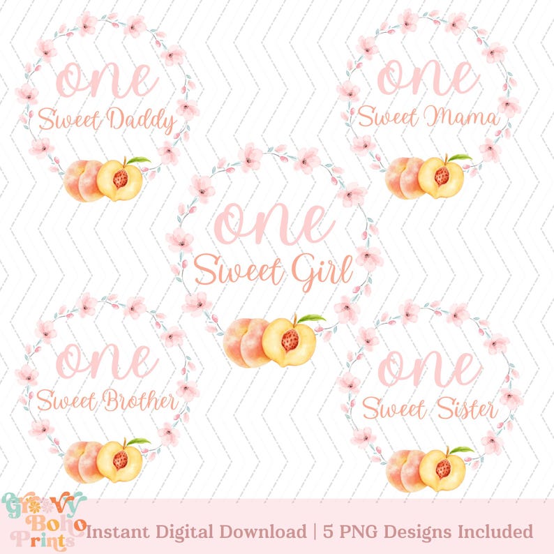 Sweet Peach Birthday PNG Bundle, Family Matching Shirt Clipart, Peach ...