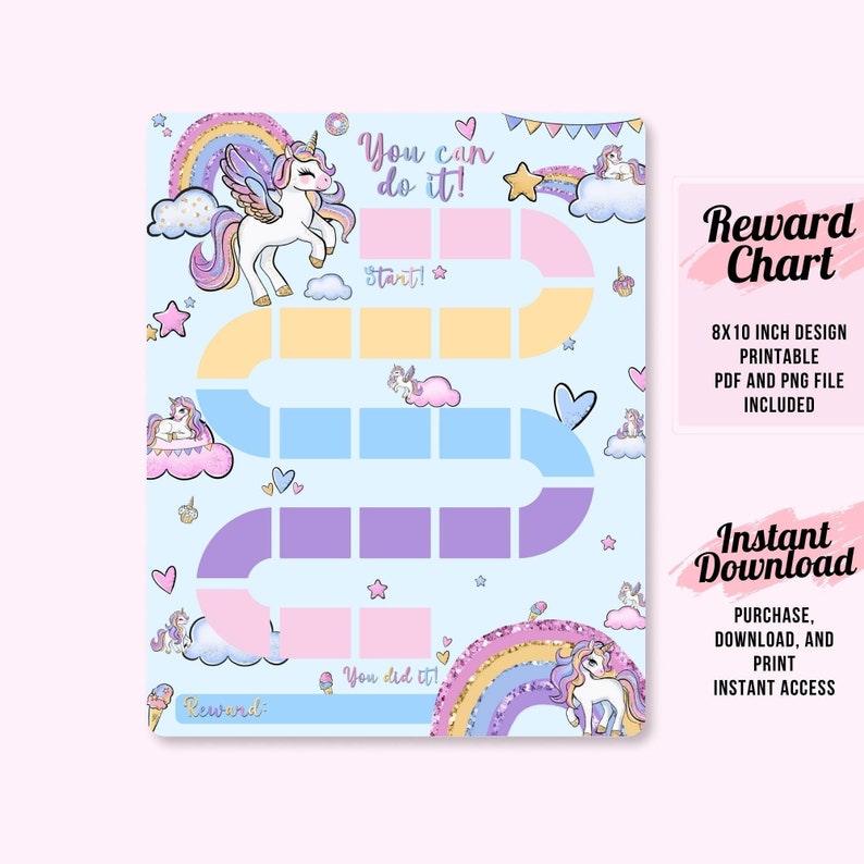 Unicorn Reward Chart Printable Unicorn Behavior Chart Daily - Etsy