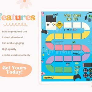 Printable Video Game Reward Chart | Gamer Behavior Chart | Kids Daily ...