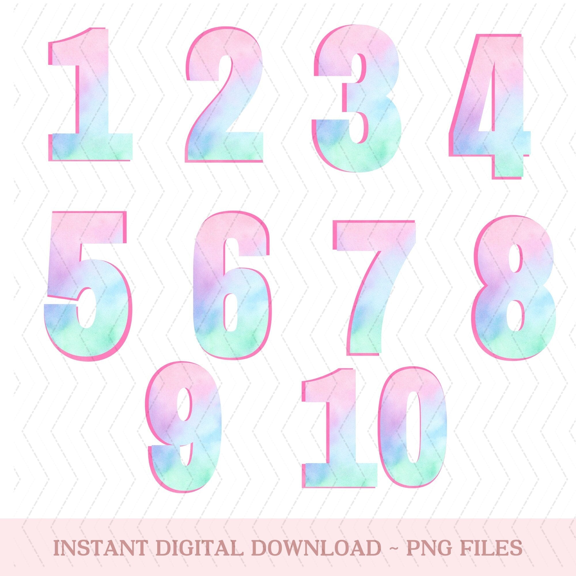 Unicorn Pastel Rainbow Numbers 0-10 PNG Numbers for Girl - Etsy