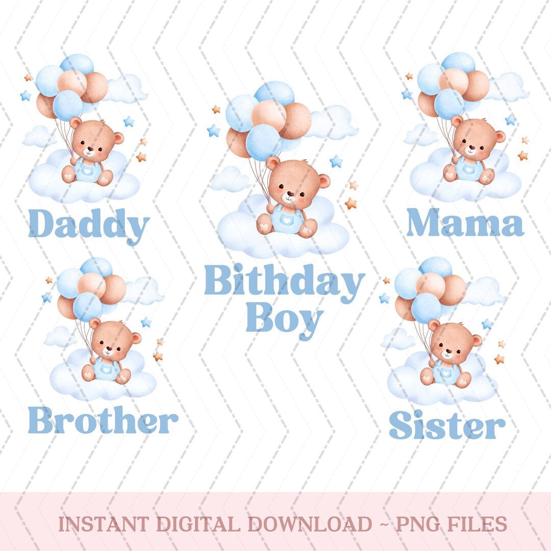 Teddy Bear Birthday Png, Teddy Bear Matching Family Birthday Png ...