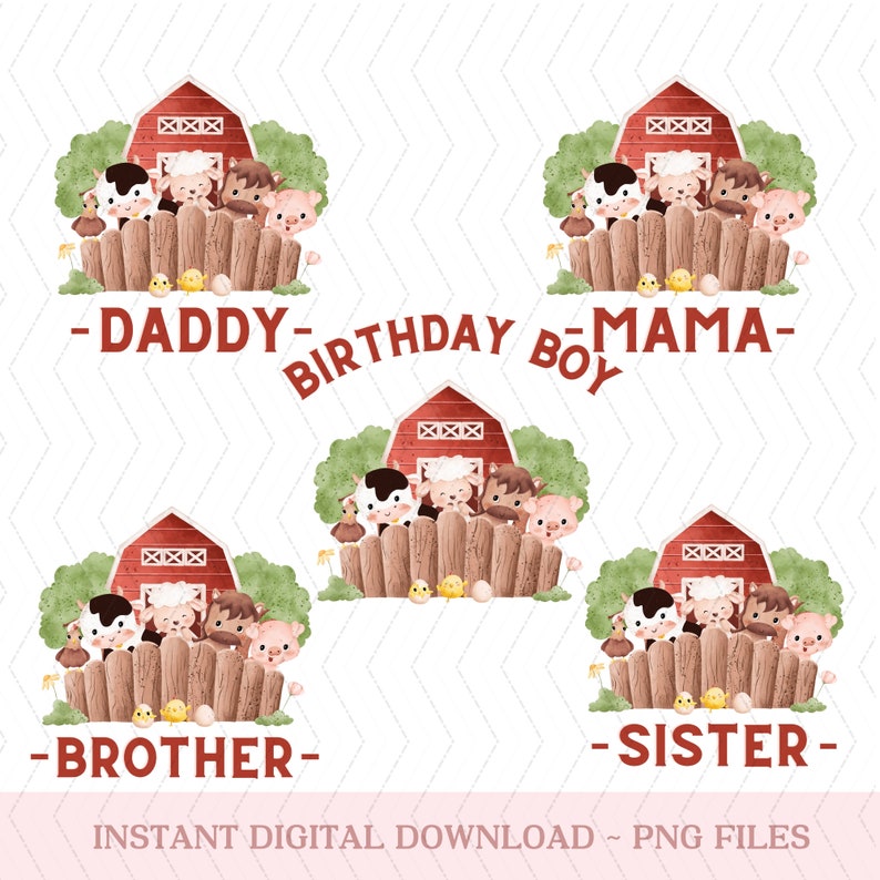 Barnyard Birthday Png, Farm Theme Birthday Family Bundle Png, Farm ...