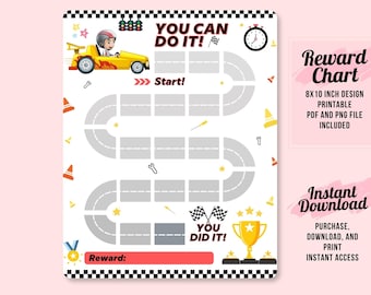 Printable Racing Car Reward Chart Cars Kids Behavior Chart Instant ...