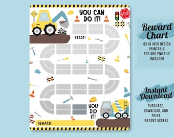 Printable Construction Reward Chart Construction Kids Behavior Chart ...