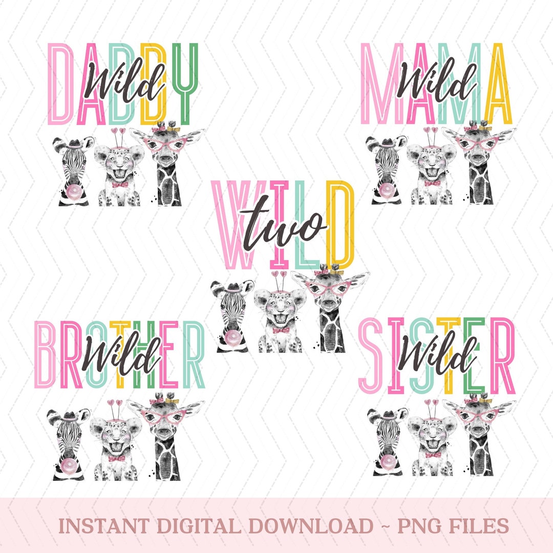 Two Wild Party Animal Birthday Png, Zoo Animals Birthday Png, Two Wild ...