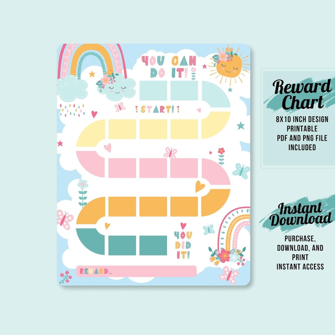 Printable Rainbow Reward Chart Sunshine Behavior Chart Kids Routine ...
