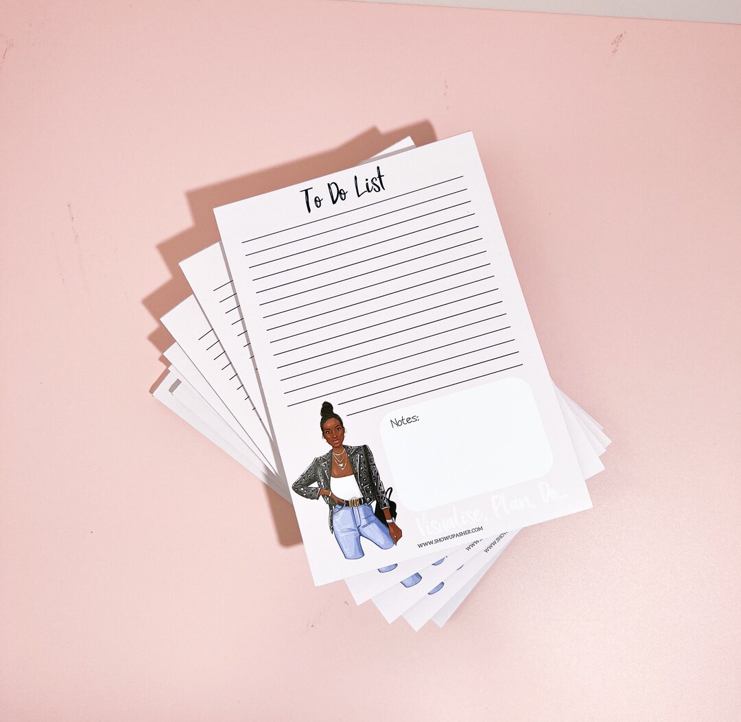 Black Woman Illustrated to Do List A5 Notepad - Desk Top Daily Planner ...