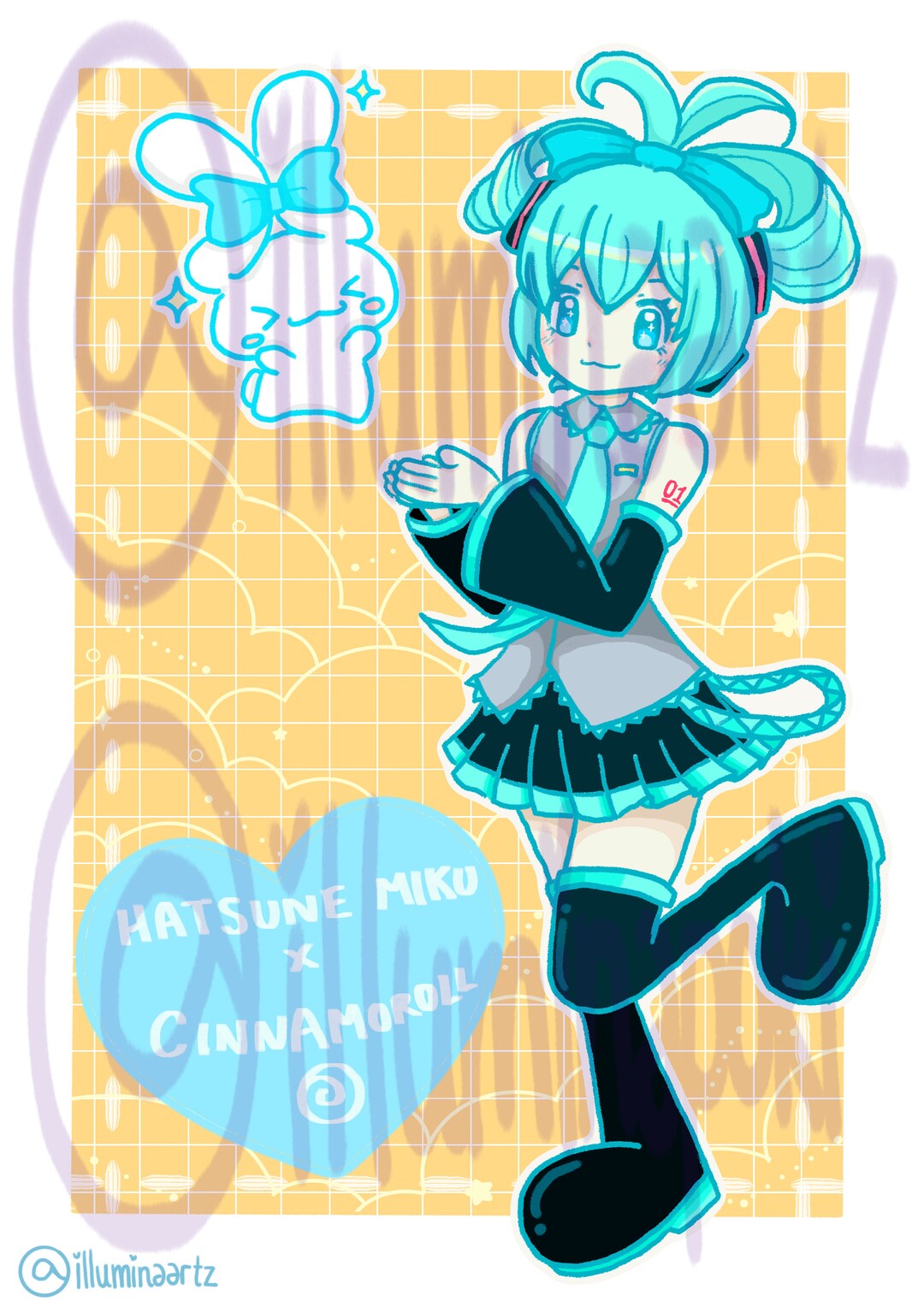 HATSUNE MIKU X CINNAMOROLL Sparkly Poster - Etsy Australia