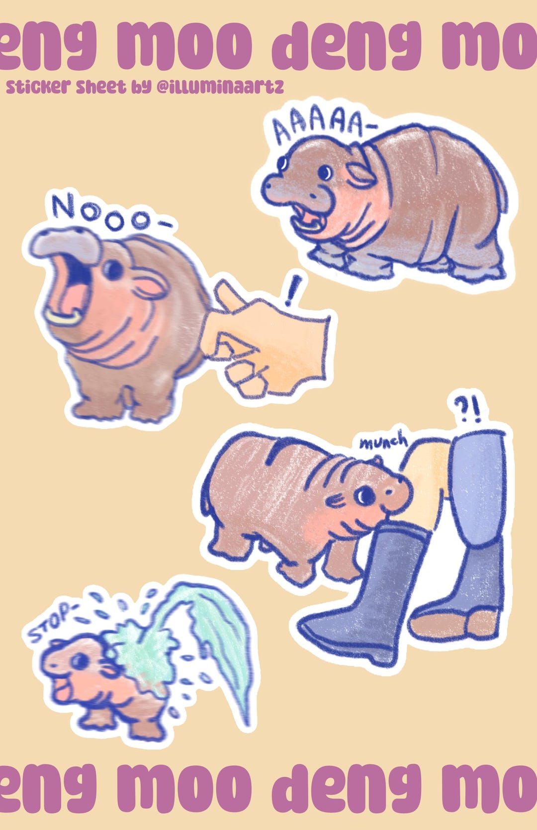 MOO DENG STICKERS Sheet!! - Etsy