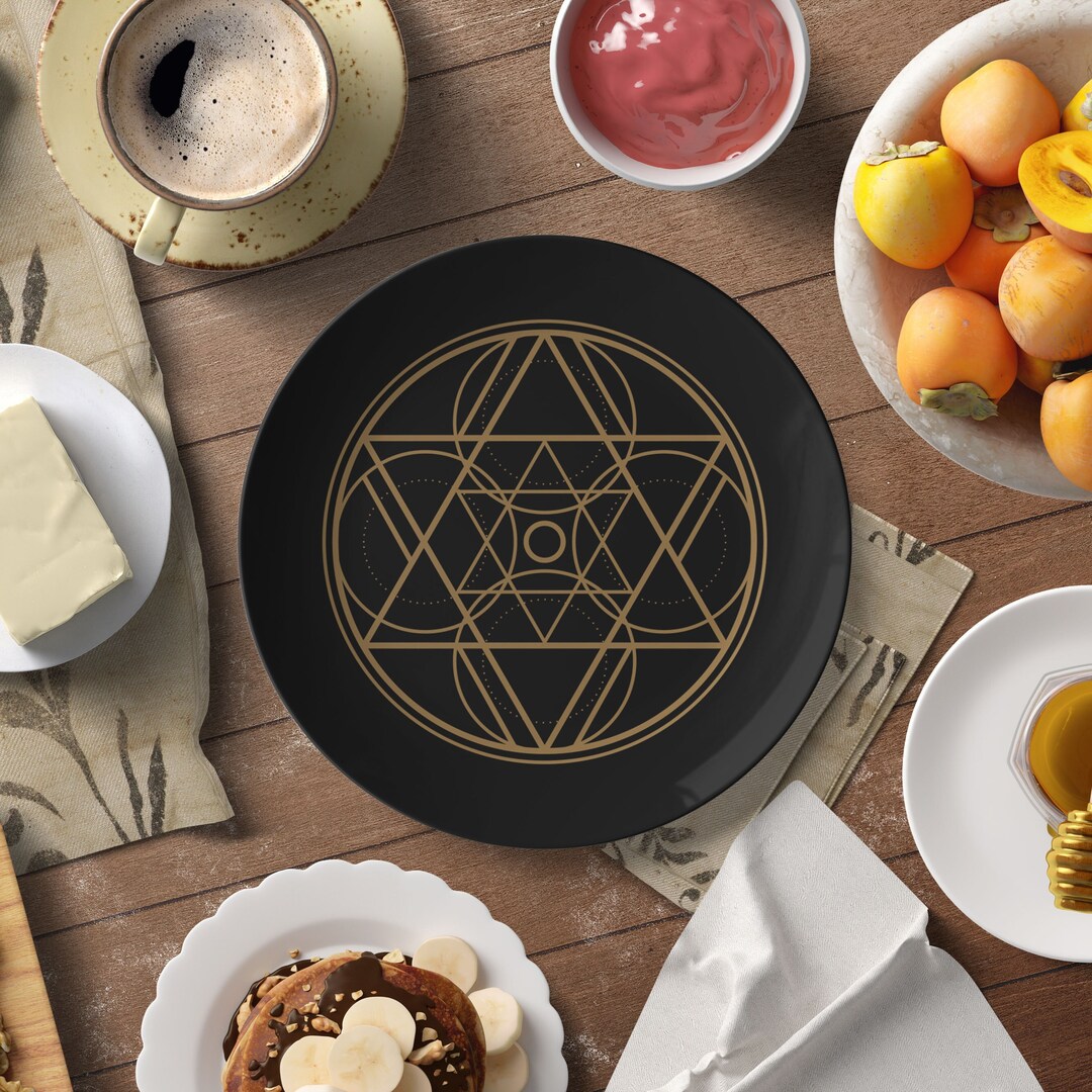 Sacred Geometry 10" Dinner Plates | Flower of Life Pentacle Metatron ...