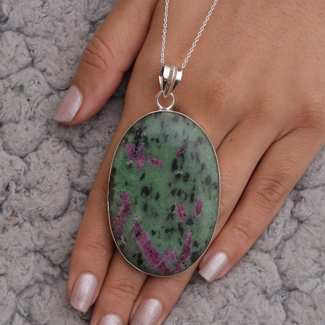 Ruby Zoisite Pendant~925 Solid Sterling Silver Pendant~handmade Pendant~pendant Necklace ...