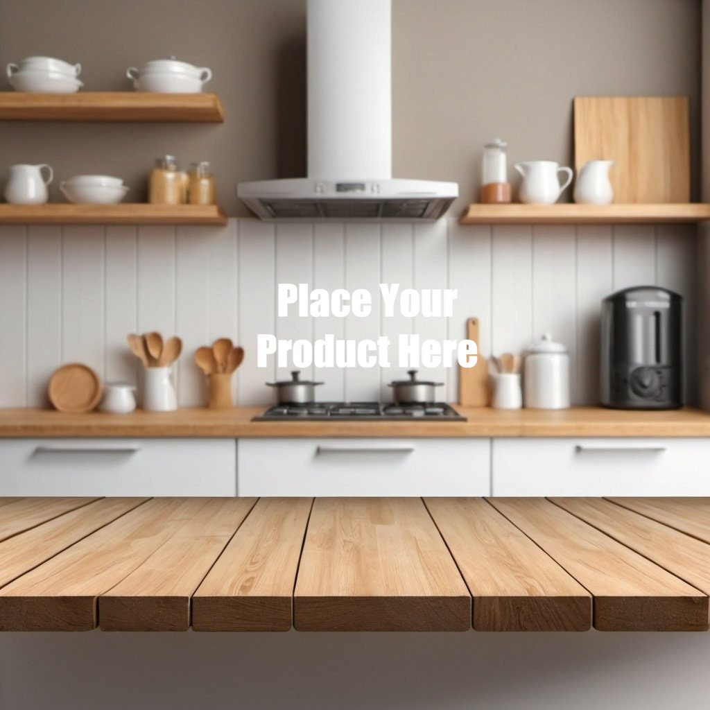 5 Rustic Kitchen Background With Wooden Top Table PNG Digital Download ...