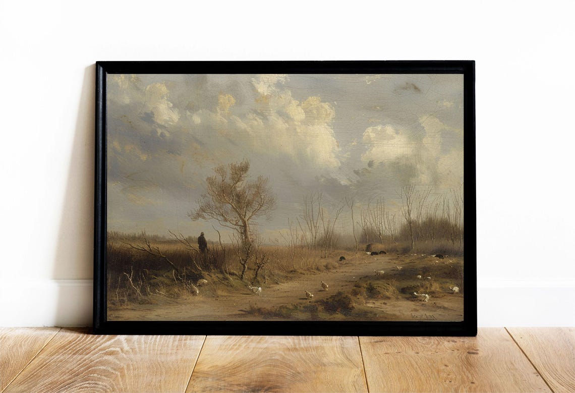 Printable *dutch Country Fall Landscape* Rustic Vintage Early 20th ...