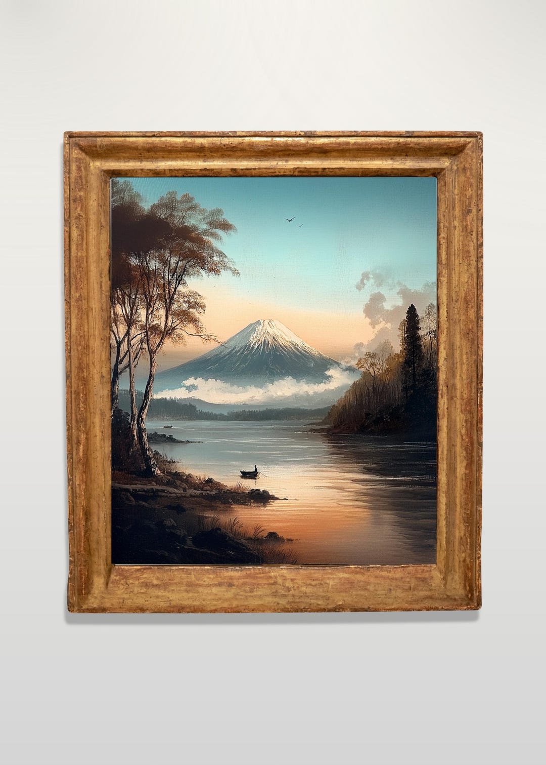 Printable *vintage Oil Painting of Mount Fuji III* Old World Art in ...