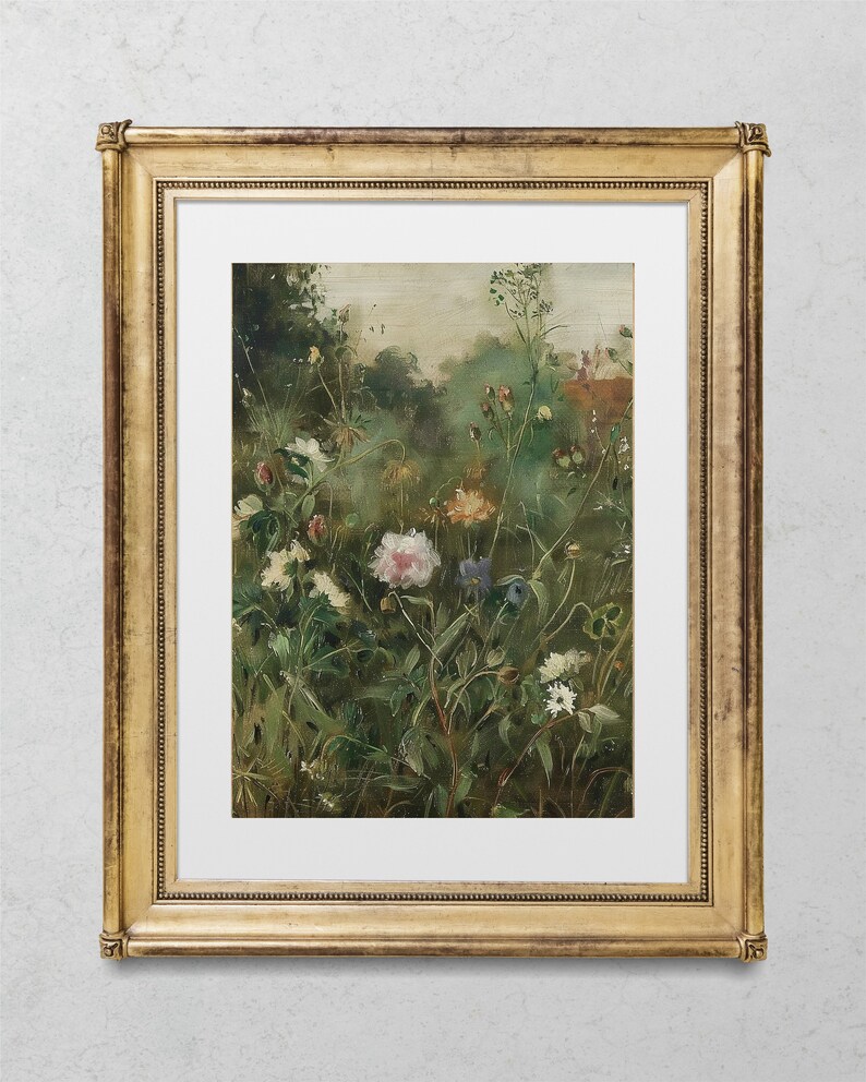 Printable Claude Monet-inspired Calming Wildflower Painting Vintage ...