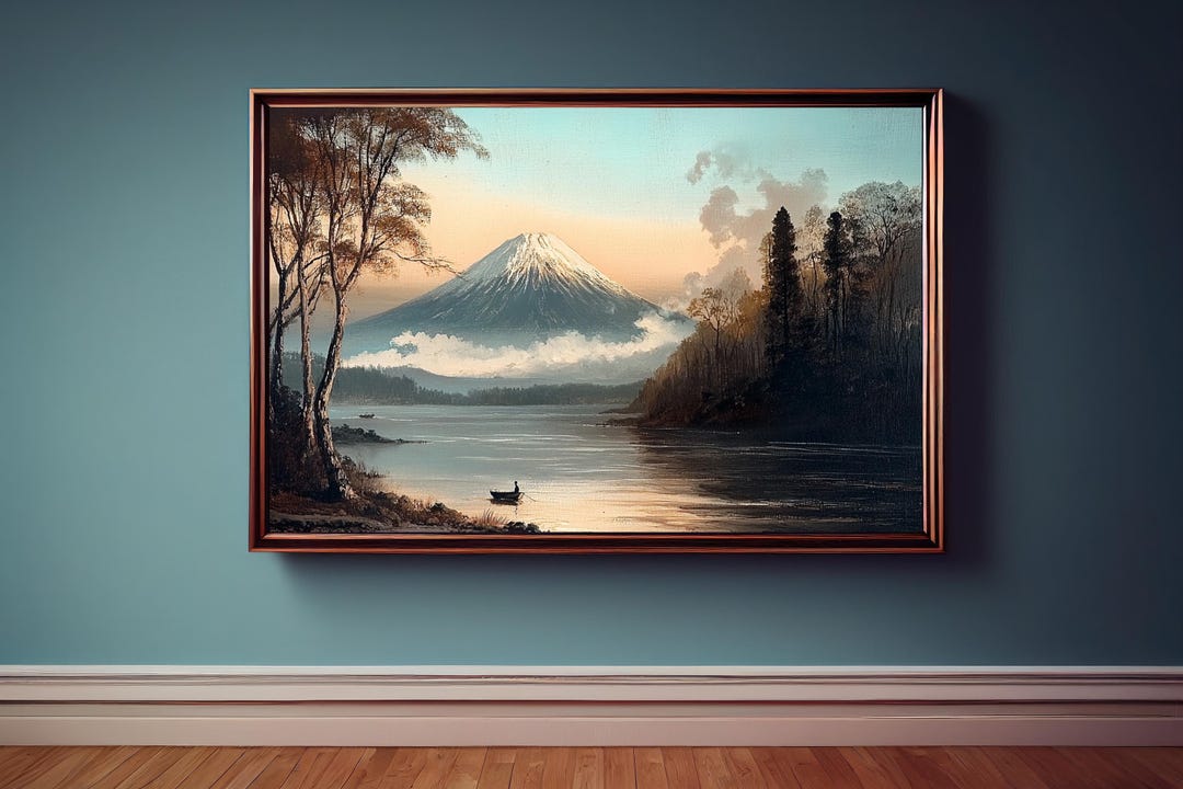 Printable *vintage Oil Painting of Mount Fuji II* Old World Art in ...