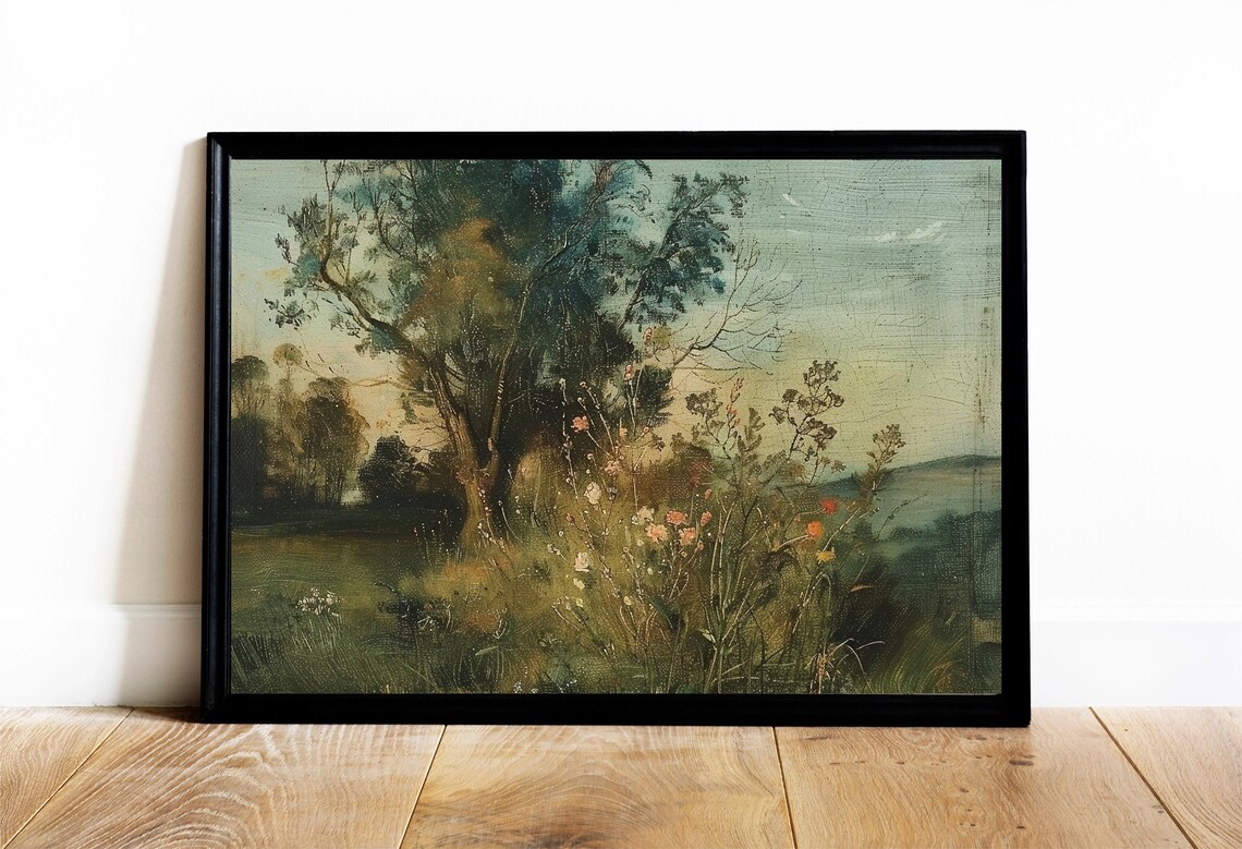 Printable Edgar Maxence-inspired Vintage Wildflower Antique Sunset Wall ...