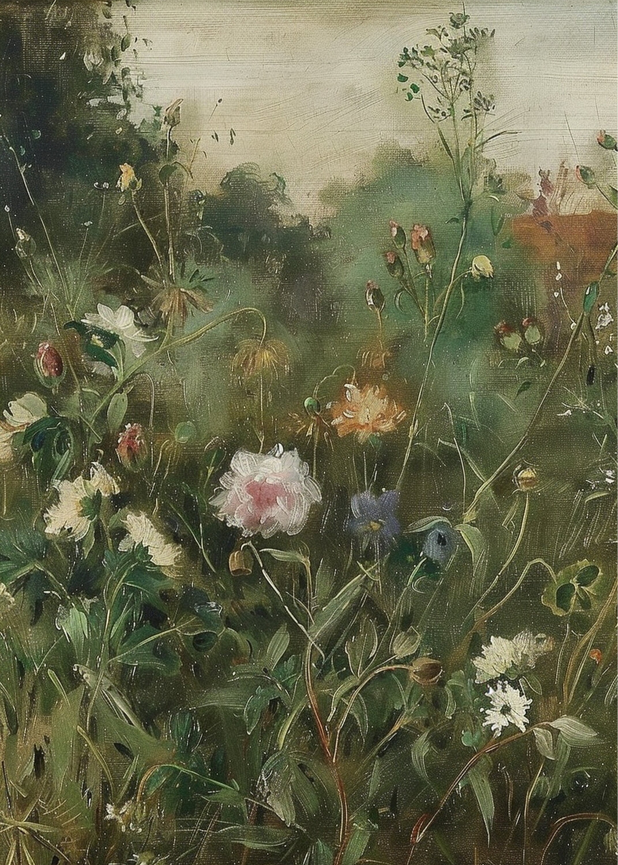 Printable Claude Monet-inspired Calming Wildflower Painting Vintage ...