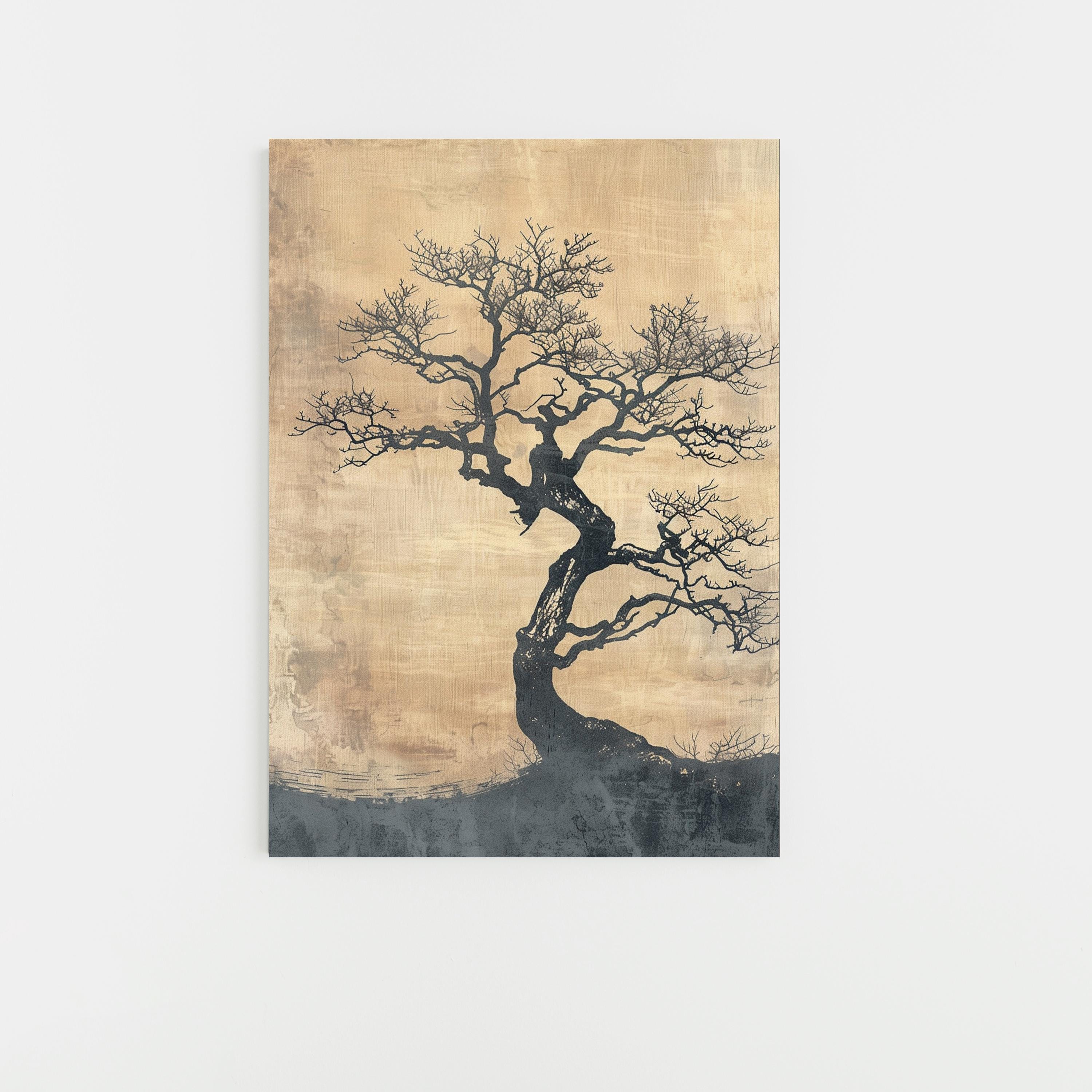 Printable *buddha Bodhi Tree Landscape* Woodblock-inspired and Digital ...