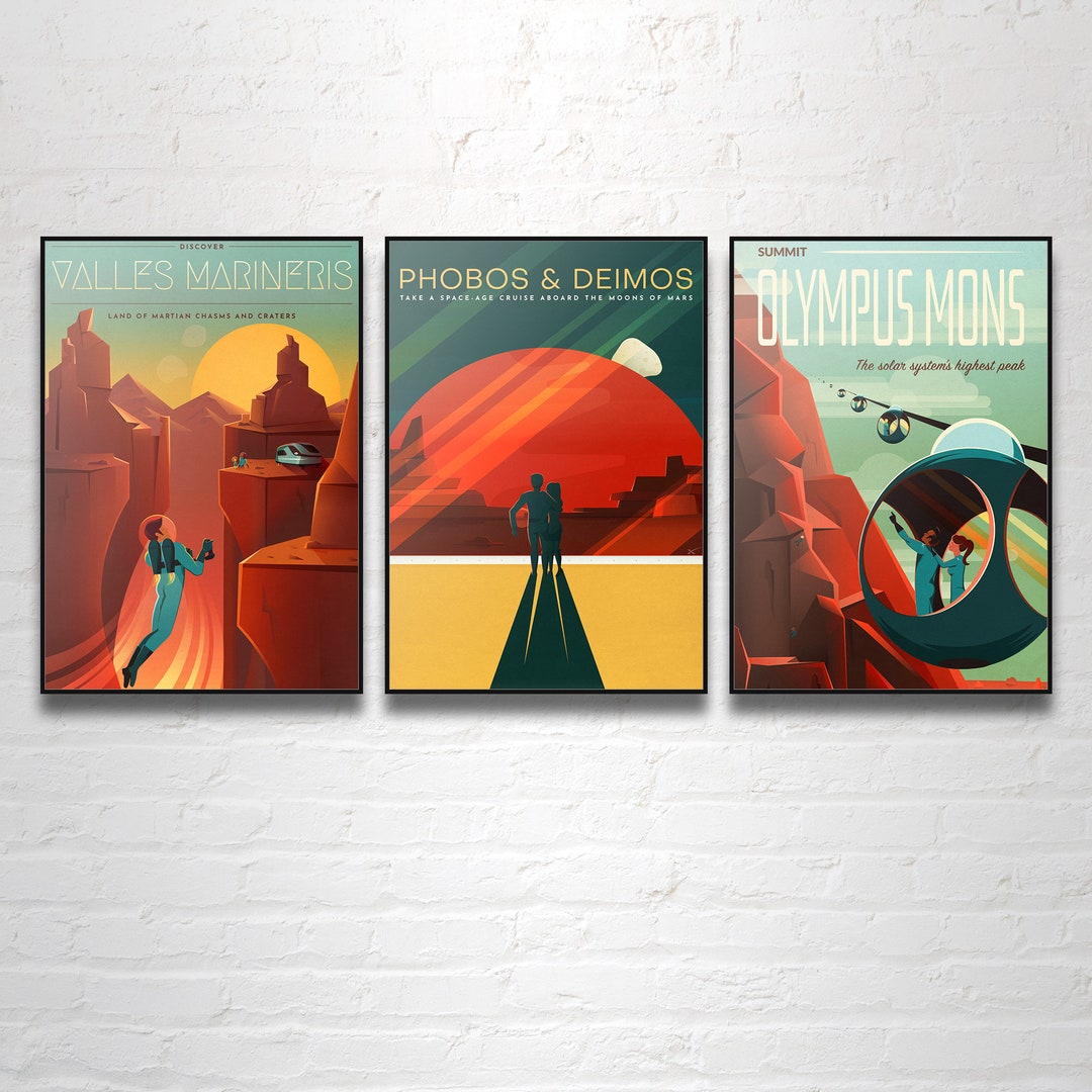 SPACEX, Spacex Mars Posters, Journeys of Explorers of the Retro Space ...