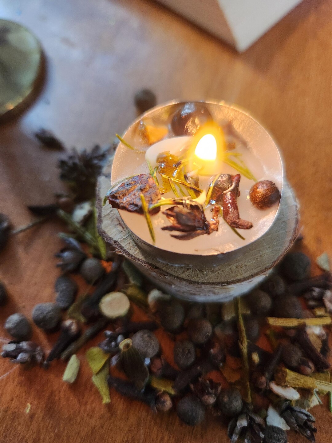 Yule Ritual Candle on a Mini Birch Log. Mini Yule Log Candle - Etsy