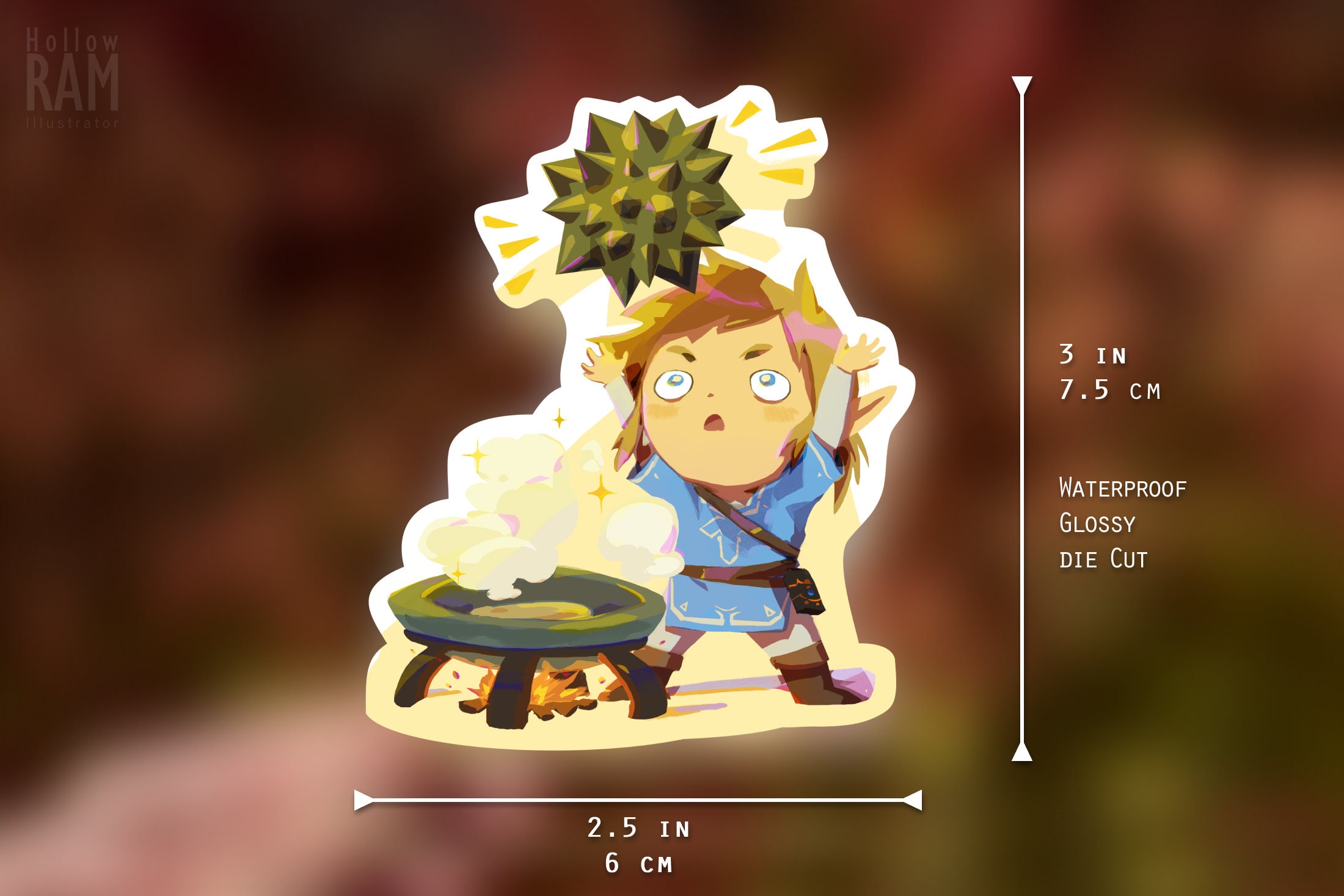 Botw Link Cooking Sticker Waterproof Glossy Sticker - Etsy