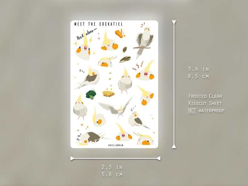 Cockatiel Sticker Sheet || Matte Sticker || Tiny Birb Stickers || - Etsy