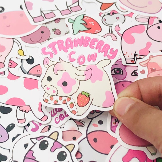 Strawberry Cow Cute Funny Stickers Pack of 5 10 20 - Etsy