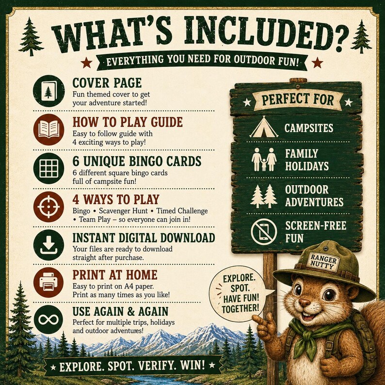 Camping Scavenger Hunt Printable | Camping Bingo Game | Camping ...