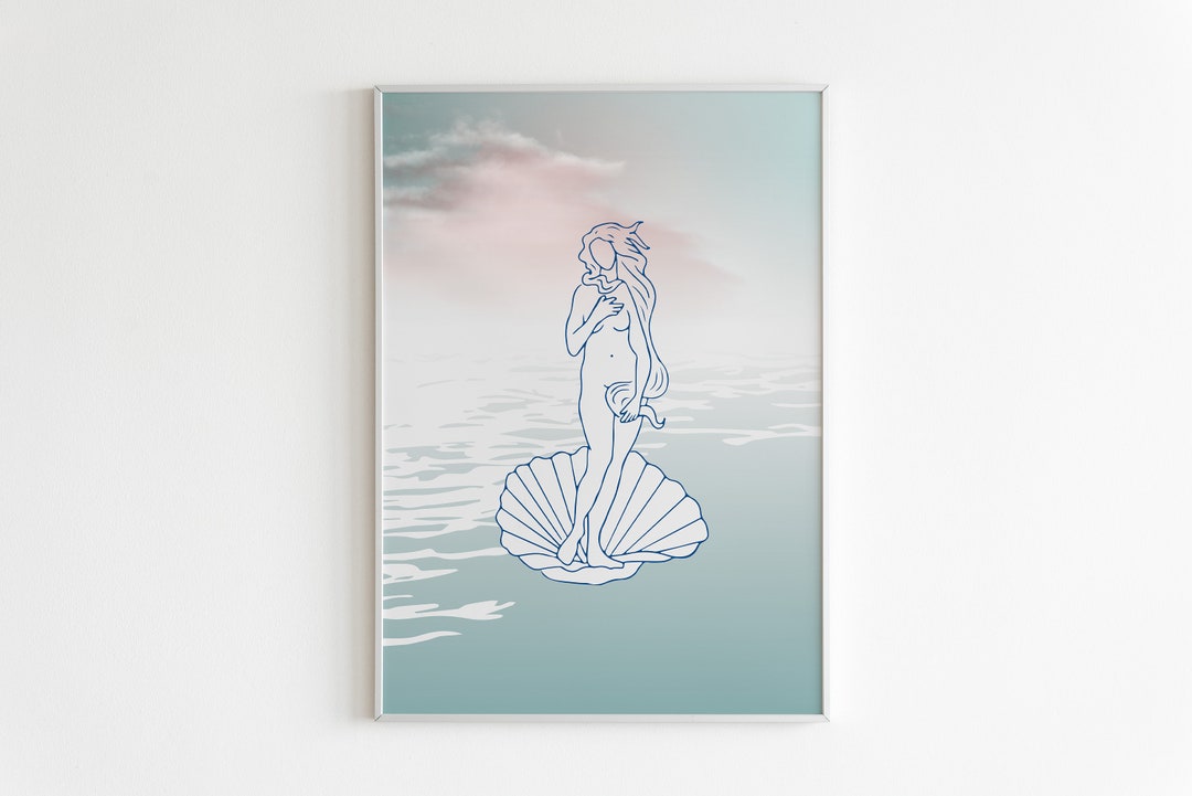 The Birth of Venus, Mermaid, Print, Digital Print, Mermaid, Minimalist ...