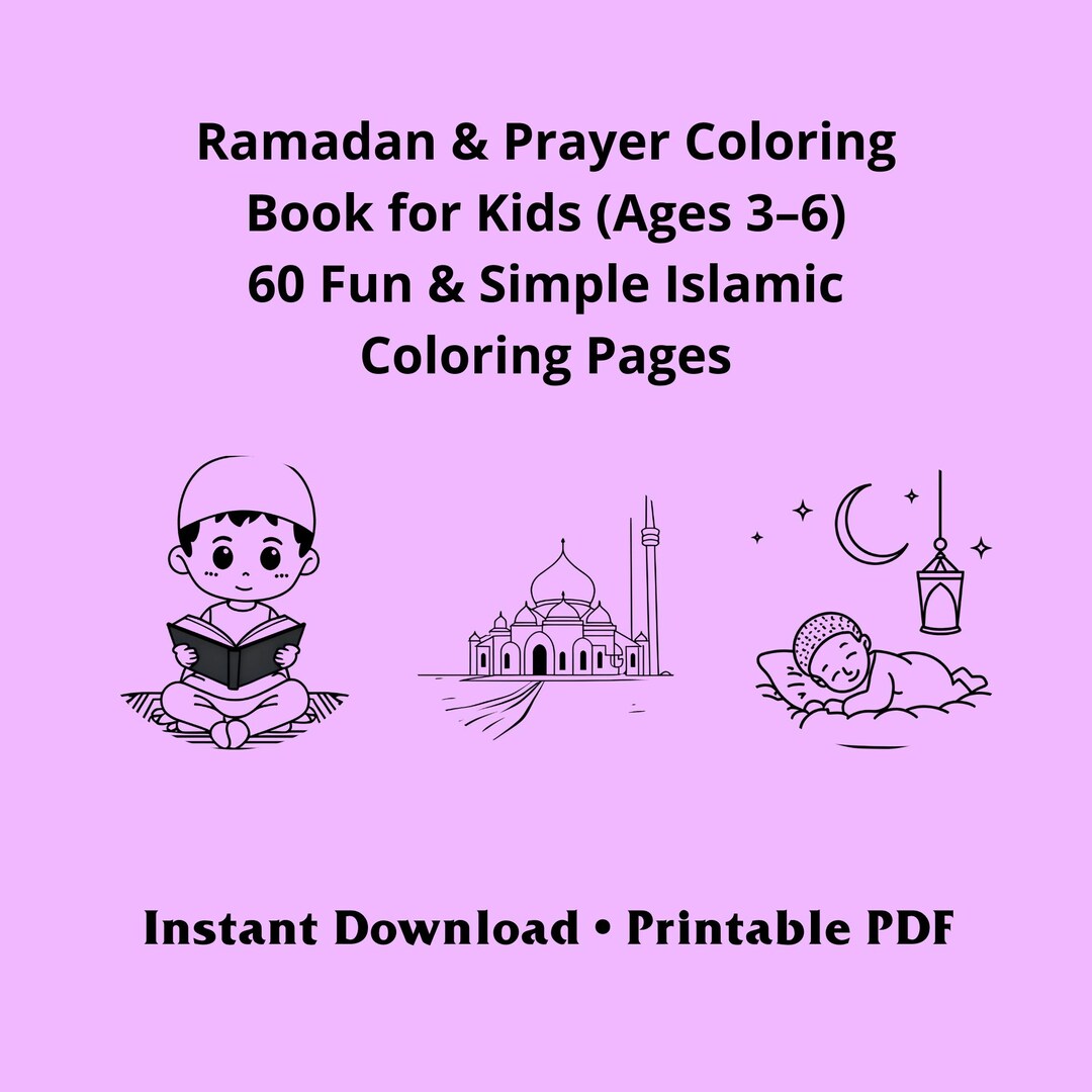 Ramadan and Salah Coloring Book for Kids Ages 3-6 - Islamic Activity ...
